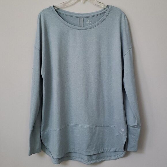 Apana | Tops | Apana Top Womens Sz Xl Long Sleeve Mesh Back Stripe Aqua ...